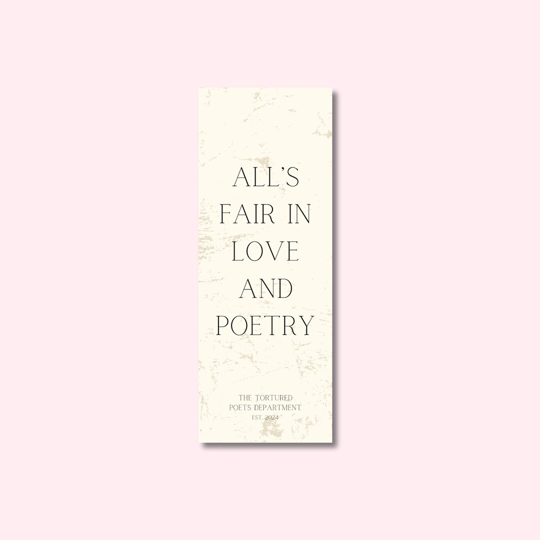 The Tortured Poets Department Bookmark: TTPD Lyrics Fan Merch - Etsy