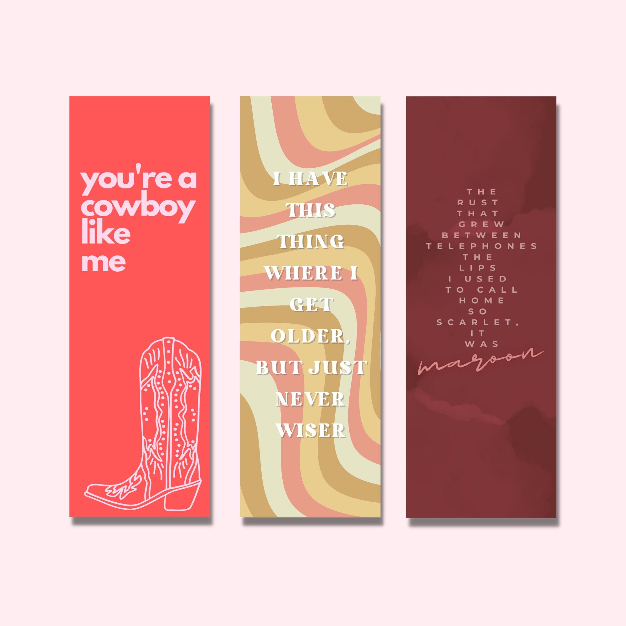 Maroon, Fan Inspired, Midnights Lyrics, Merch Bookmark, Tassel Bookmark ...