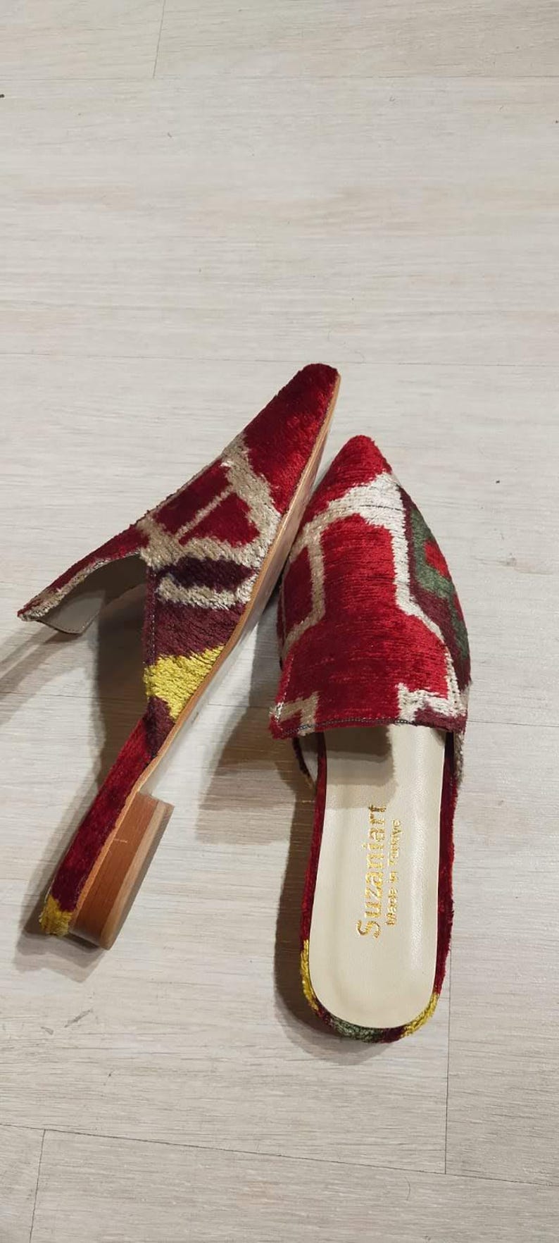 Handmade Ikat Silk Mules-vibrant Multicolor Design,comfortable Slip-on ...