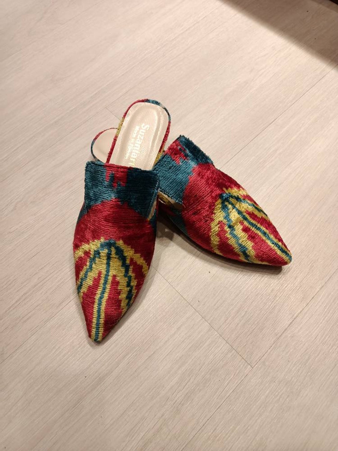 Handmade Ikat Silk Mules-vibrant Multicolor Design,comfortable Slip-on ...