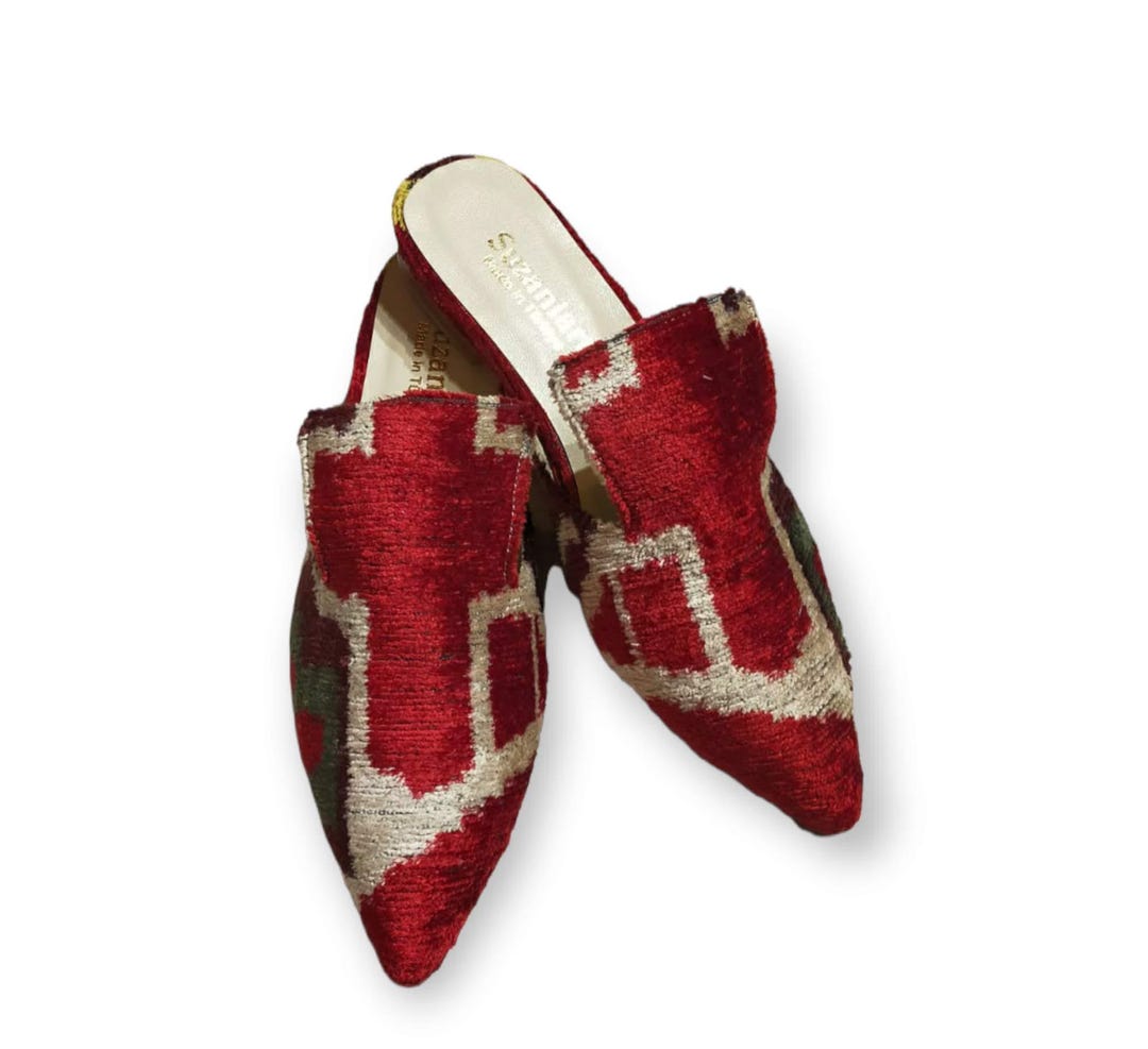 Handmade Ikat Silk Mules-vibrant Multicolor Design,comfortable Slip-on ...