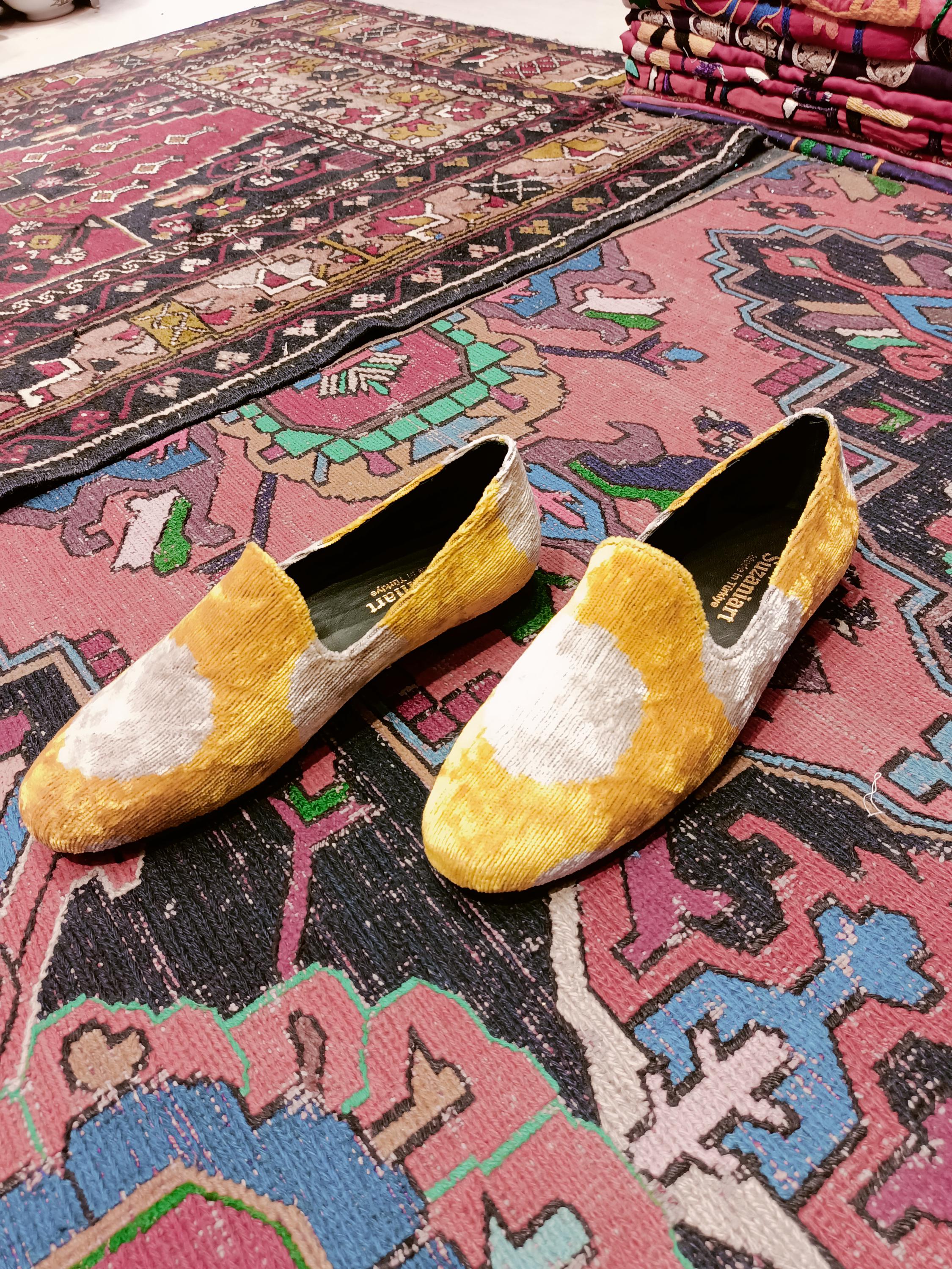 MAN SHOES Silk Velvet İkat Fabric Leather - Etsy