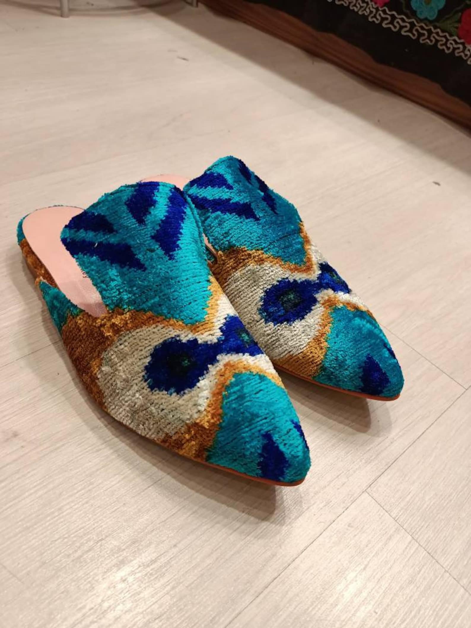 Silk Ikat Slippers and Velvet Ikat Silippers Are Handmade - Etsy