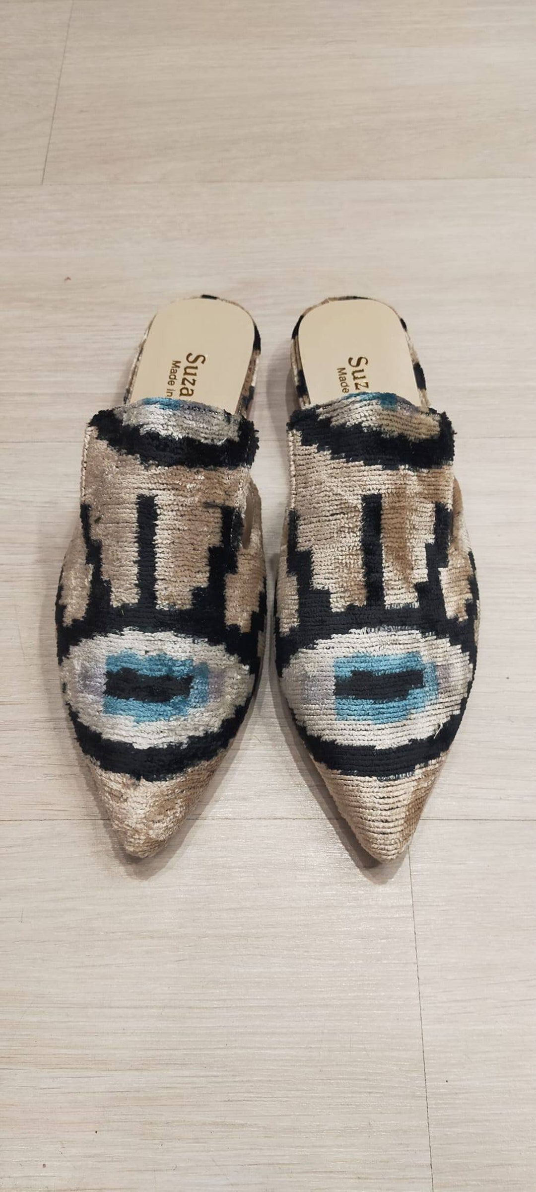 Handmade Ikat Silk Mules-vibrant Multicolor Design,comfortable Slip-on ...