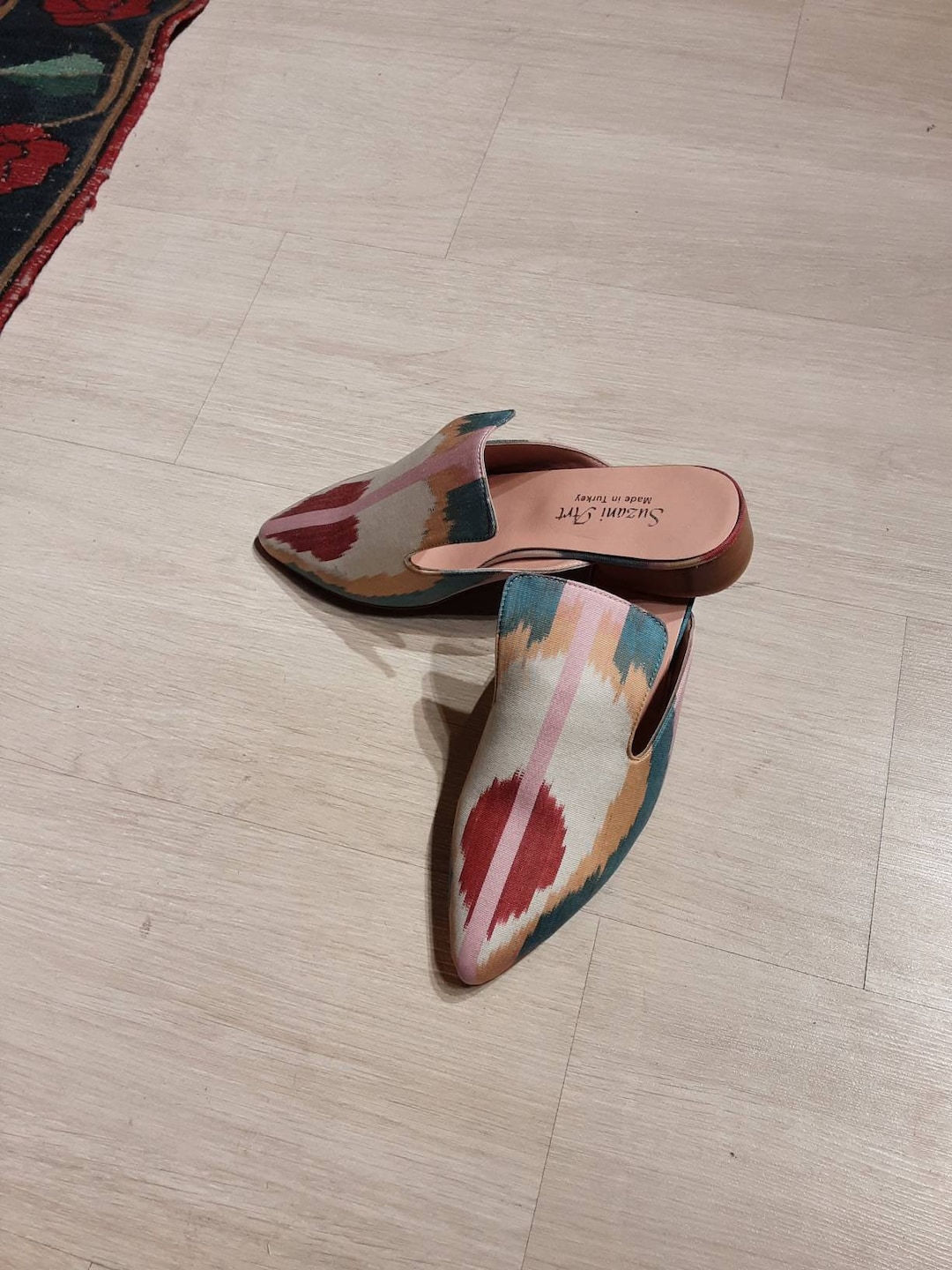 Handmade Ikat Silk Mules-vibrant Multicolor Design,comfortable Slip-on ...