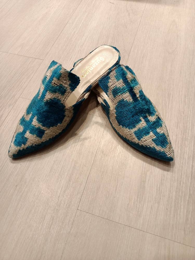 Handmade Ikat Silk Mules-vibrant Multicolor Design,comfortable Slip-on ...