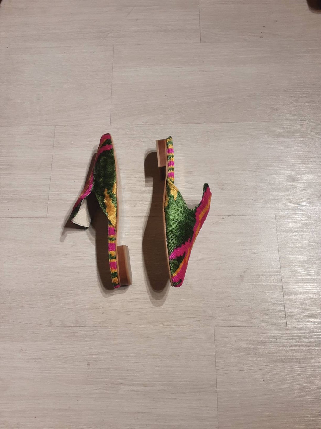 Handmade Ikat Silk Mules-vibrant Multicolor Design,comfortable Slip-on ...