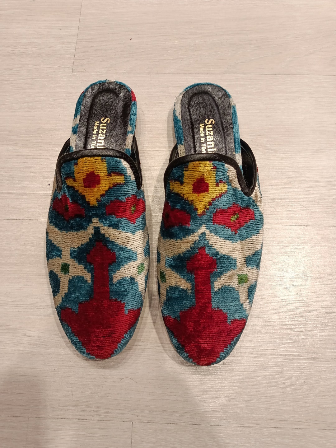 Handmade Ikat Silk Mules-vibrant Multicolor Design,comfortable Slip-on ...