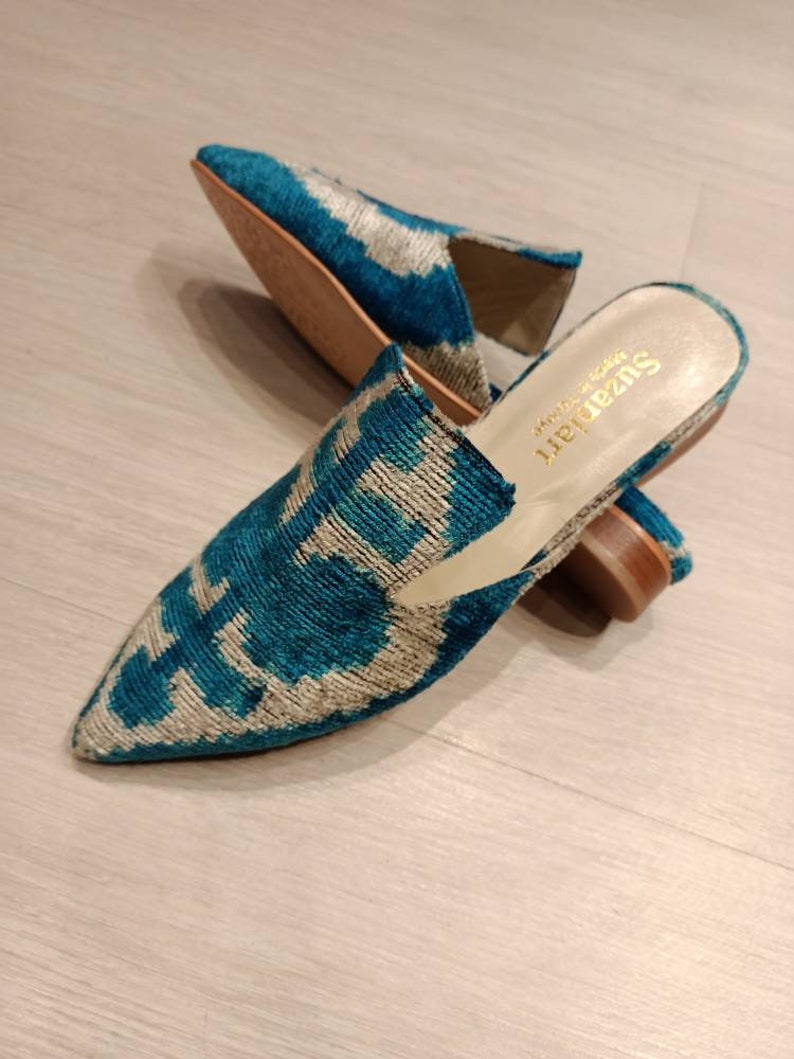 Handmade Ikat Silk Mules-vibrant Multicolor Design,comfortable Slip-on ...