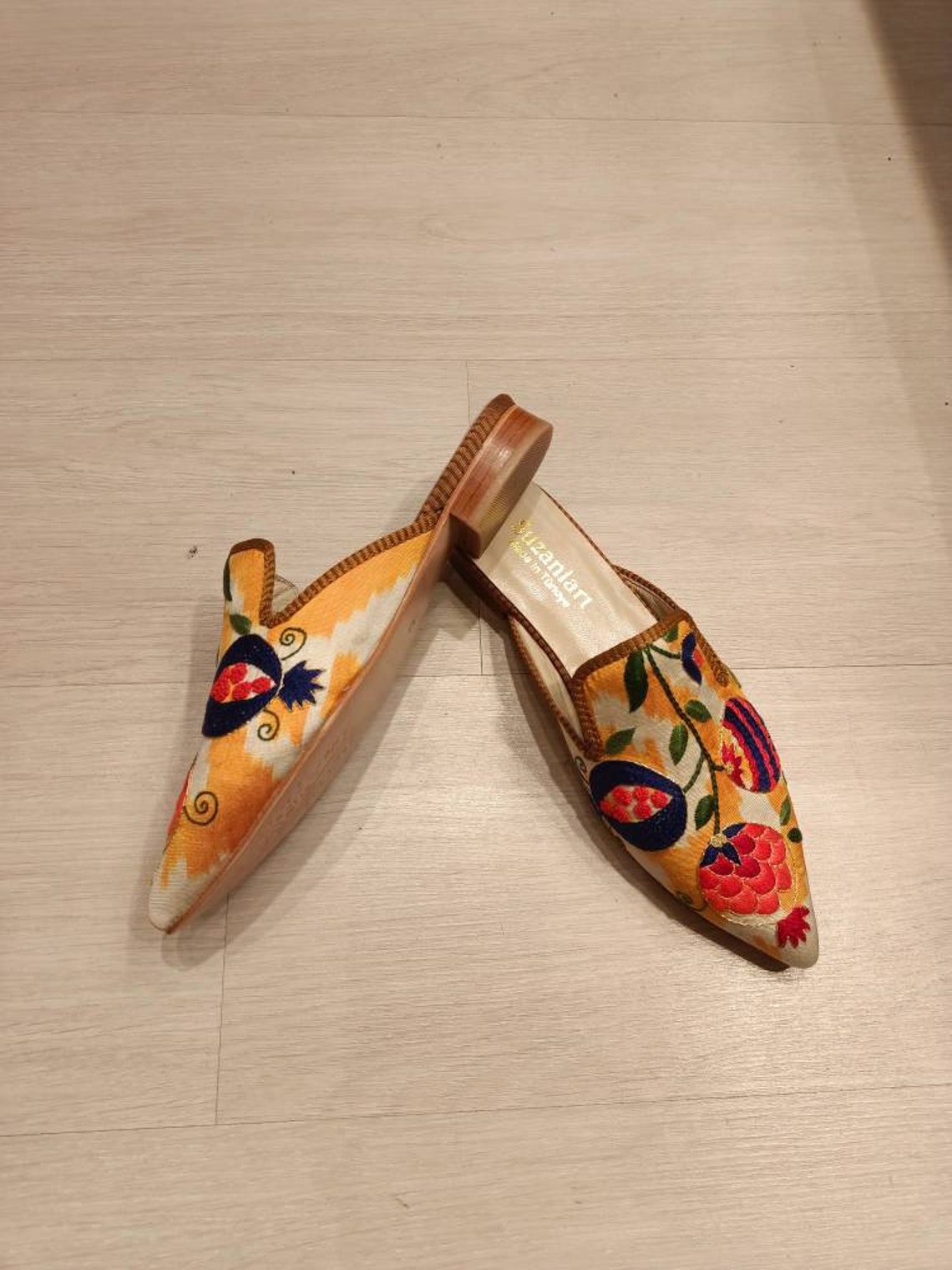 Handmade Ikat Silk Mules – Authentic Uzbek Ikat Slippers – Colorful ...