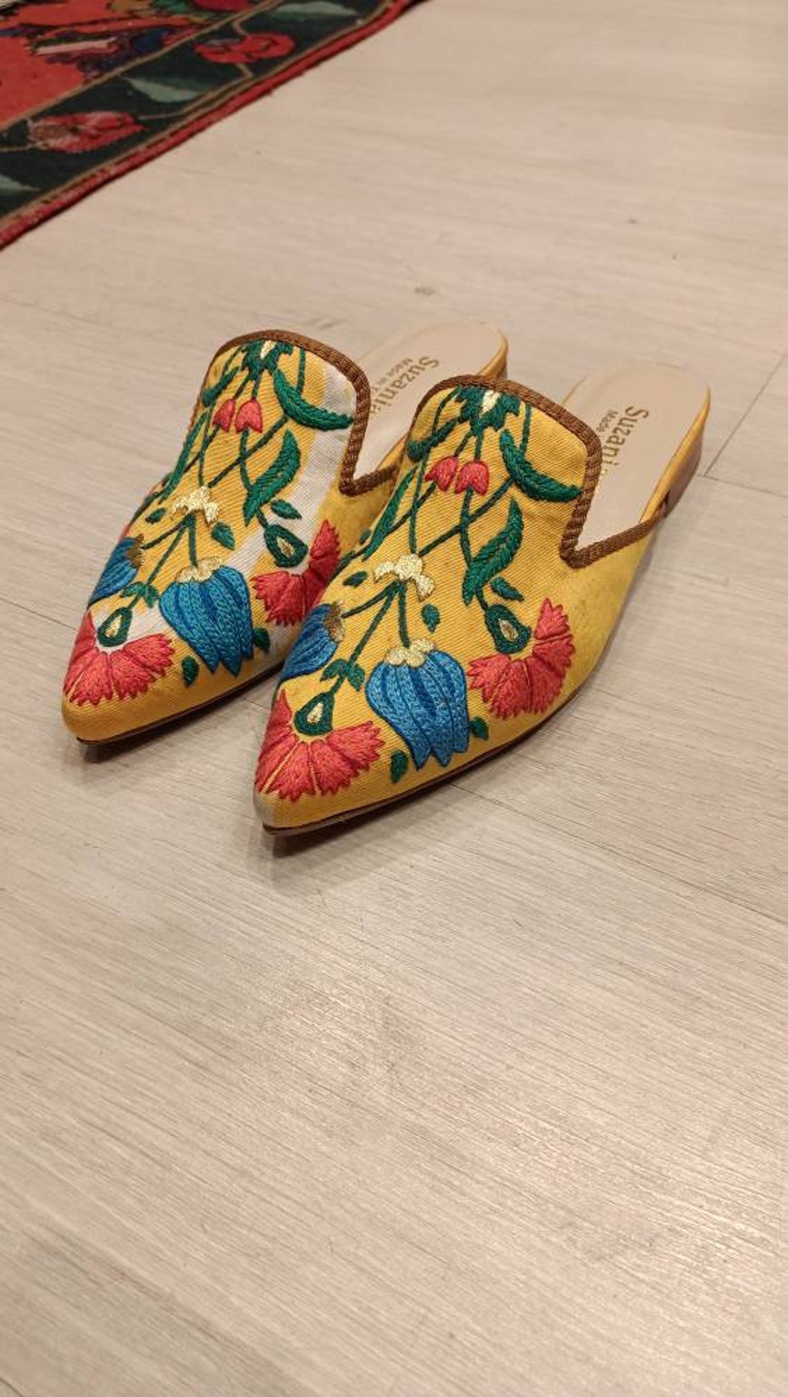 Handmade Ikat Silk Mules – Authentic Uzbek Ikat Slippers – Colorful ...