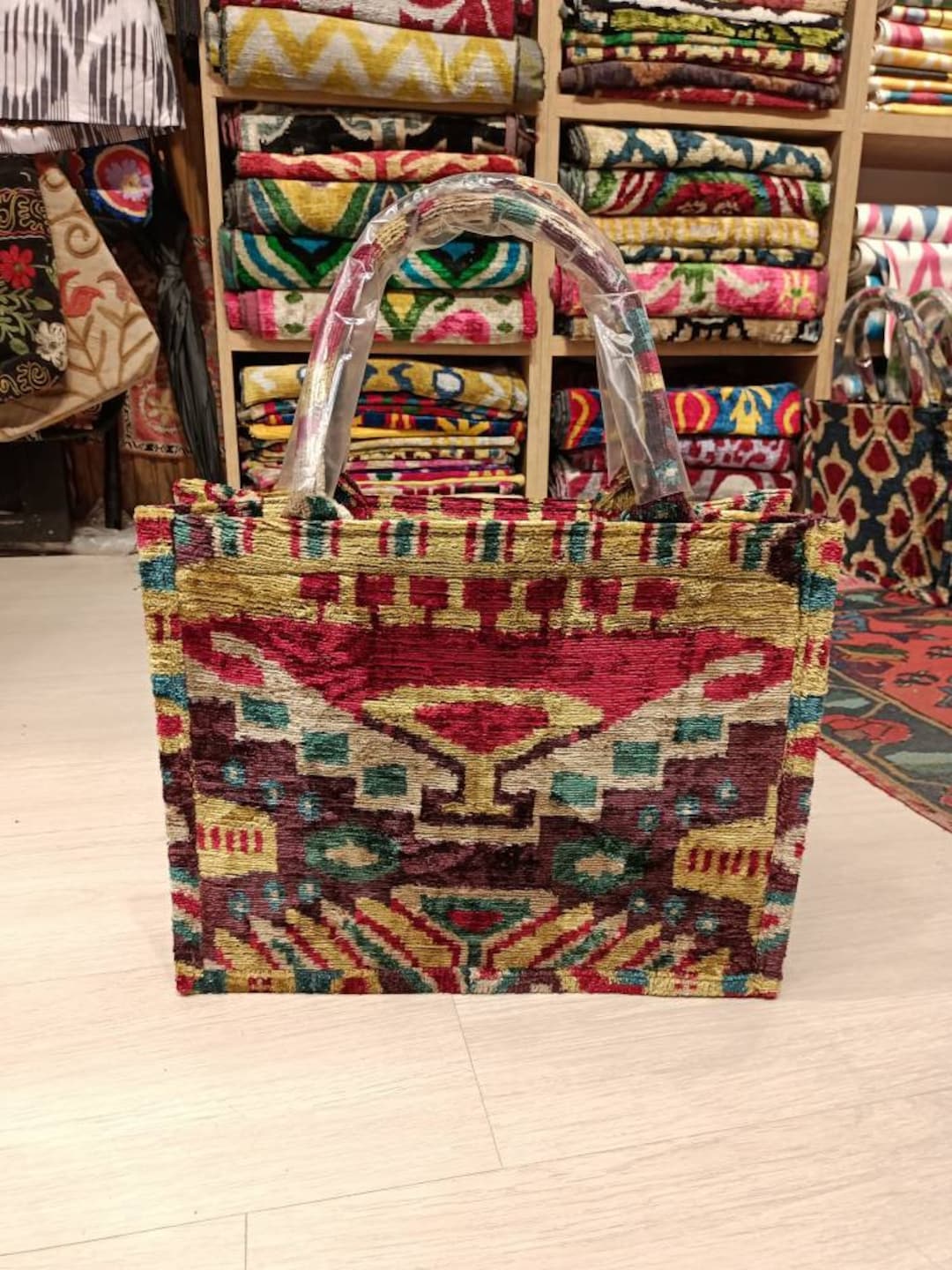 Colorful Ikat Tote Bag Handwoven Silk Velvet Ikat Womens Clutch Bag ...