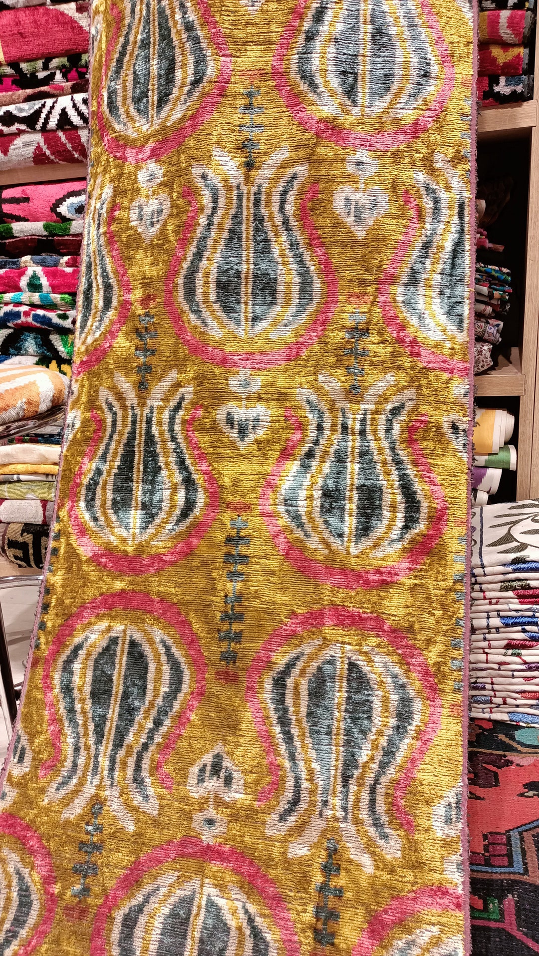 Colorful Ikat Velvet Fabric Handwoven Ikat Fabric Handmade Ikat Fabric ...