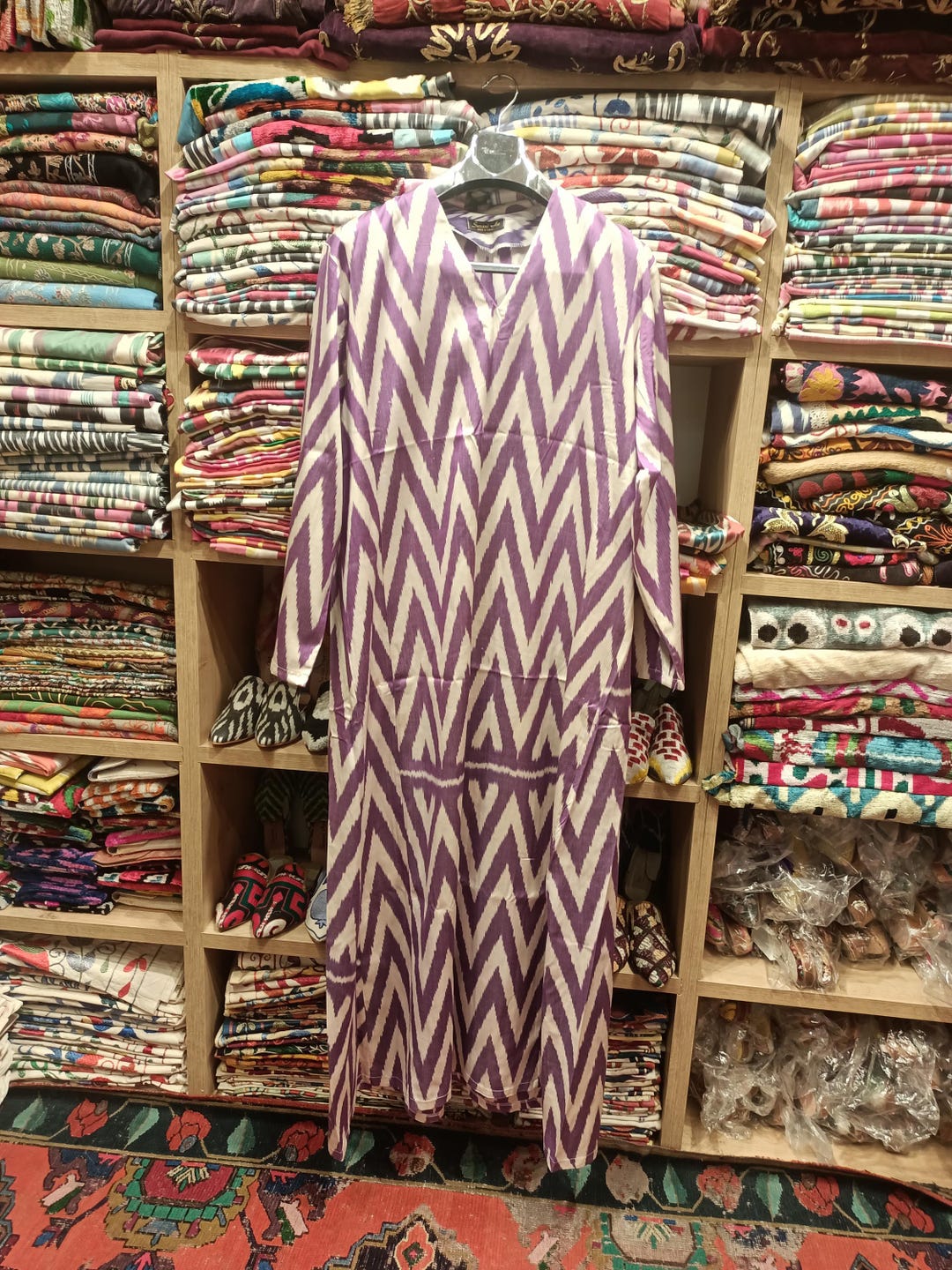 Uzbek Silk Ikat Dress Boho Textiles Handwoven by Loom - Etsy