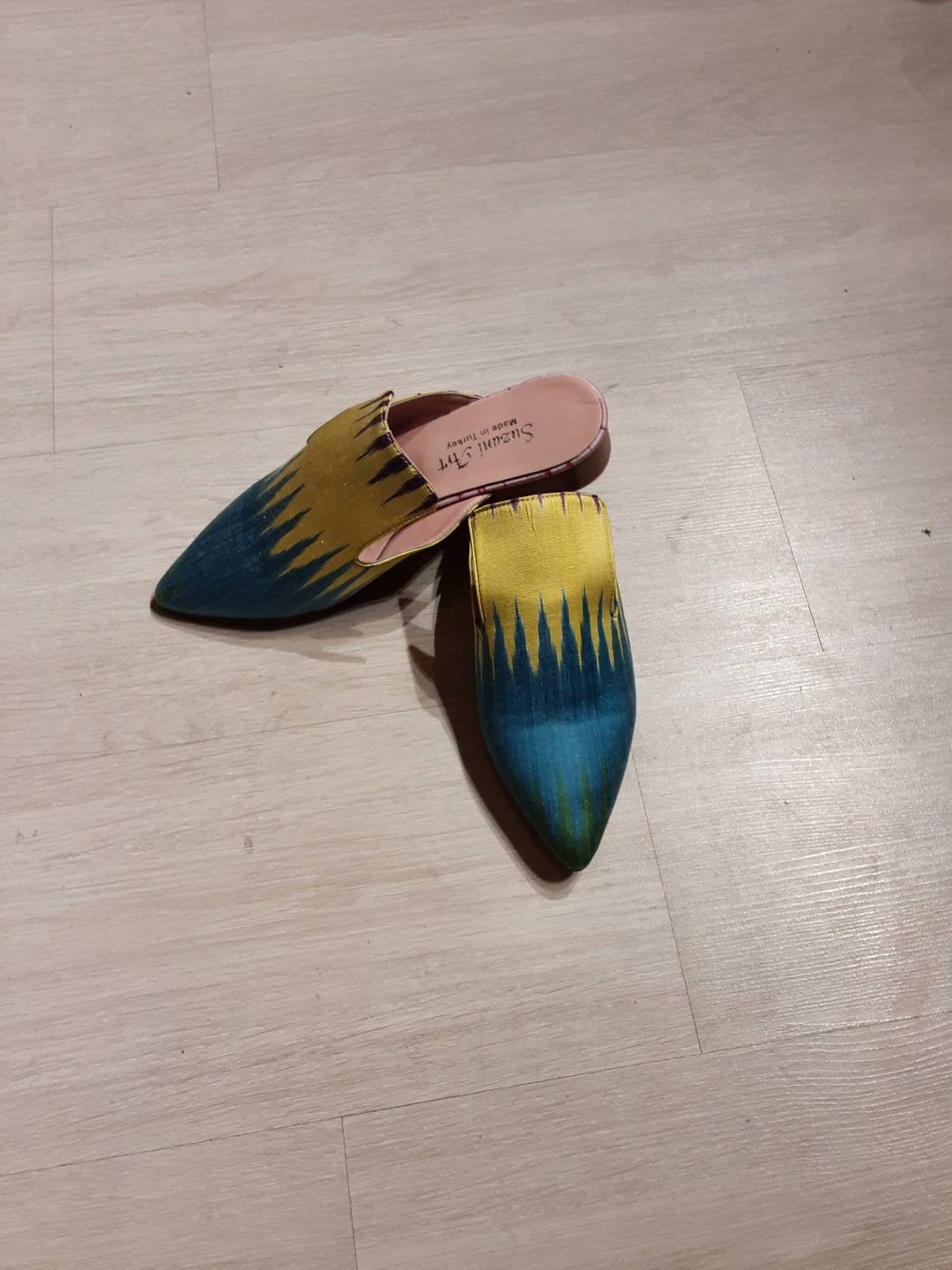 Handmade Ikat Silk Mules-vibrant Multicolor Design,comfortable Slip-on ...