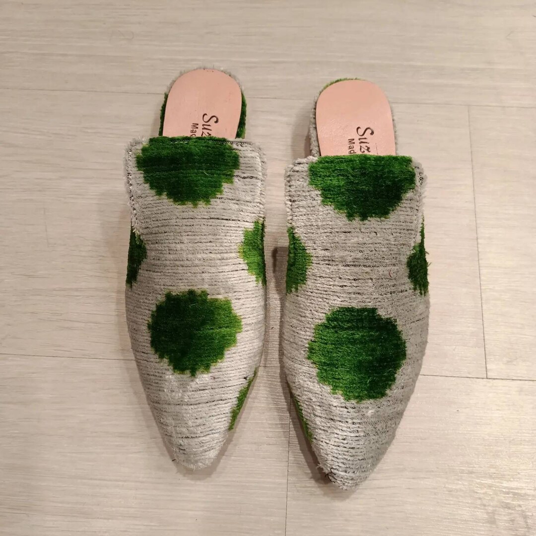 Handmade Ikat Silk Mules-vibrant Multicolor Design,comfortable Slip-on ...