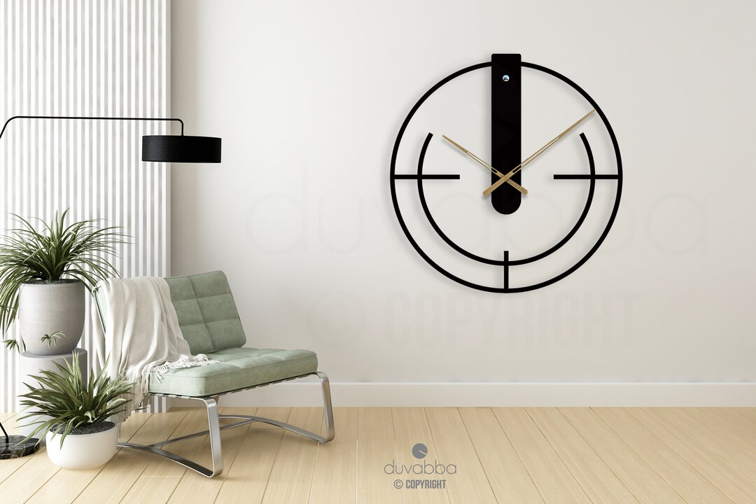Metal Wall Clock, Modern Metallic Clock, Minimalist Geometric Clock ...