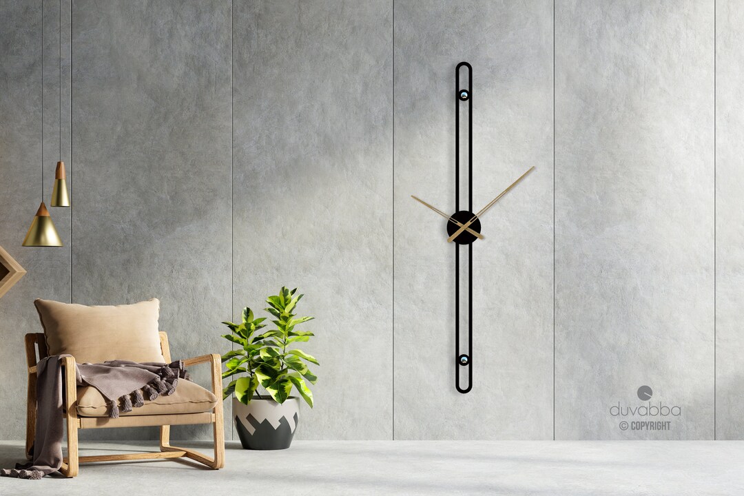 Wall Clock Unique / Large Wall Clock Modern / Metal Wall Clock Black ...