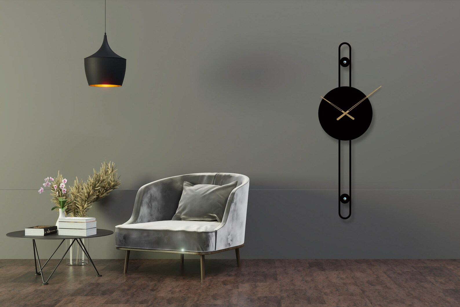 Long Unique Wall Clock / Metal Large Wall Clock / Long Decorative Wall ...