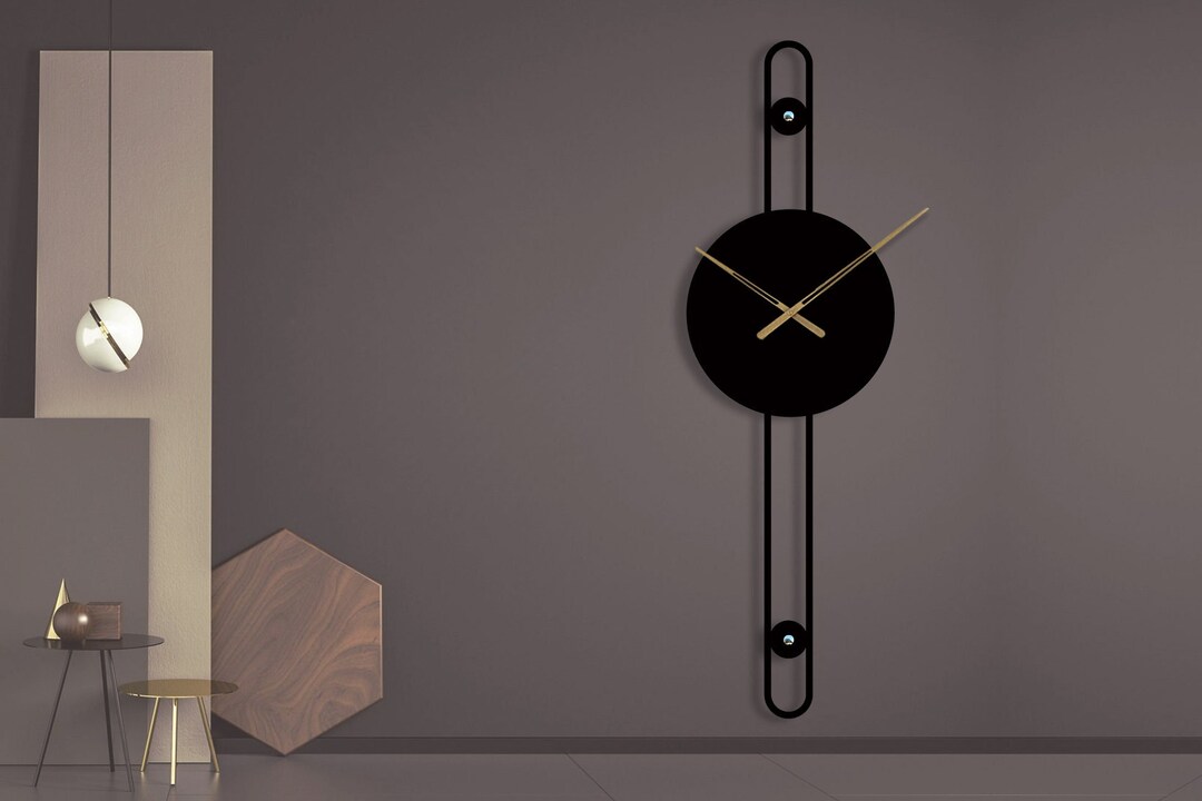 Long Unique Wall Clock / Metal Large Wall Clock / Long Decorative Wall ...