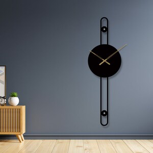 Long Unique Wall Clock / Metal Large Wall Clock / Long Decorative Wall ...
