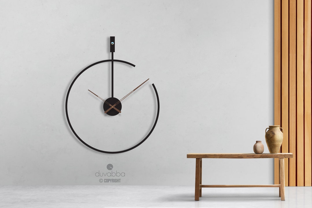 Matte Black Metal Wall Clock, Large Silent Minimalist Design - Etsy