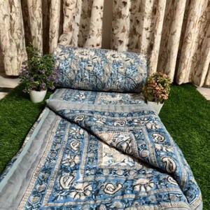 Indian Jaipuri Quilt, Hand Block Floral Vine Pattern Both Side ,cotton ...