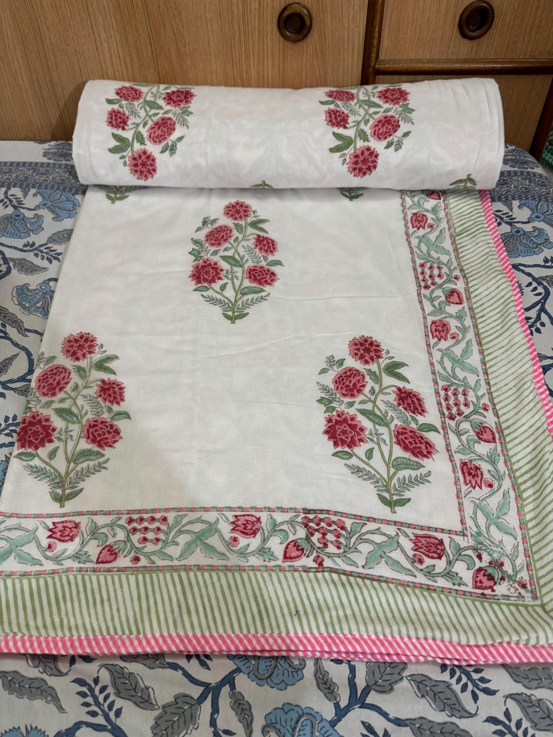 Indian Dohar Soft Cotton Quilt Hand Block Print Quilt Floral Print Soft ...