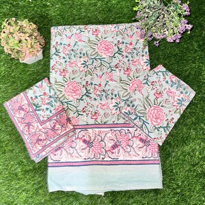 Hand Block Print Reversible Quilt Flower Pattern With Mosaic Thread ...