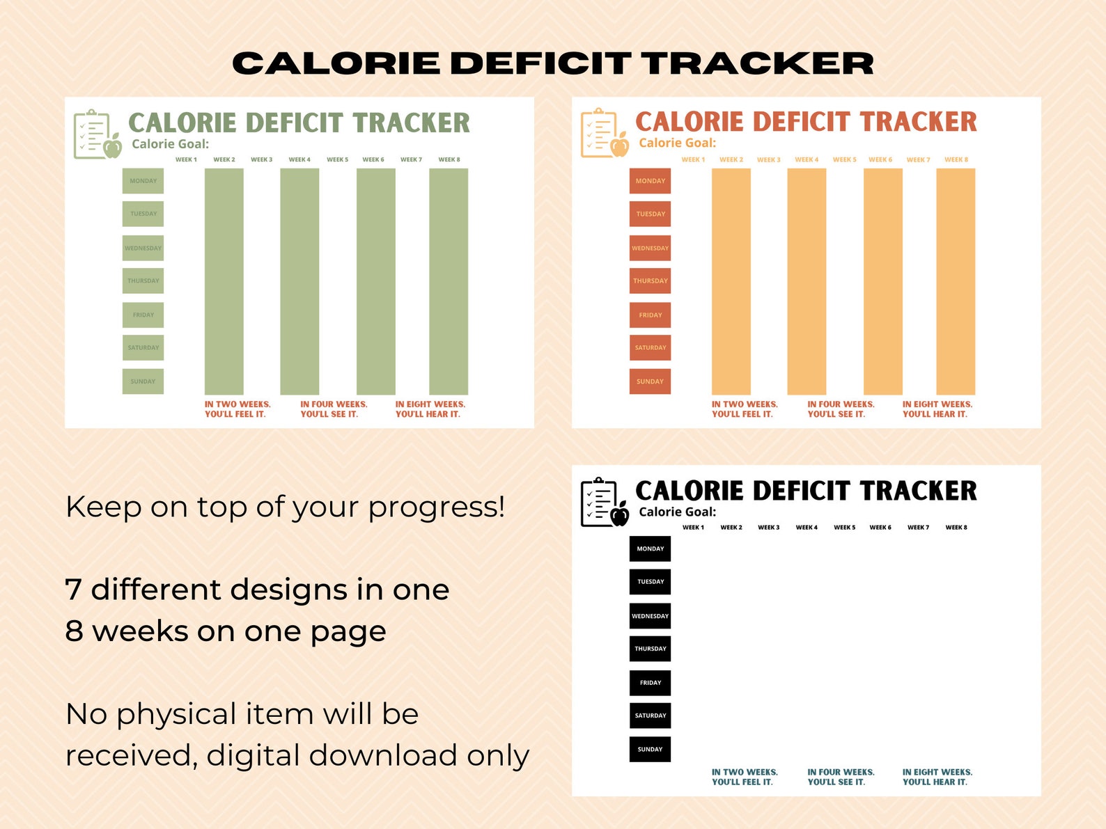 CALORIE DEFICIT TRACKER Weight Loss Tracker Printable Daily | Etsy