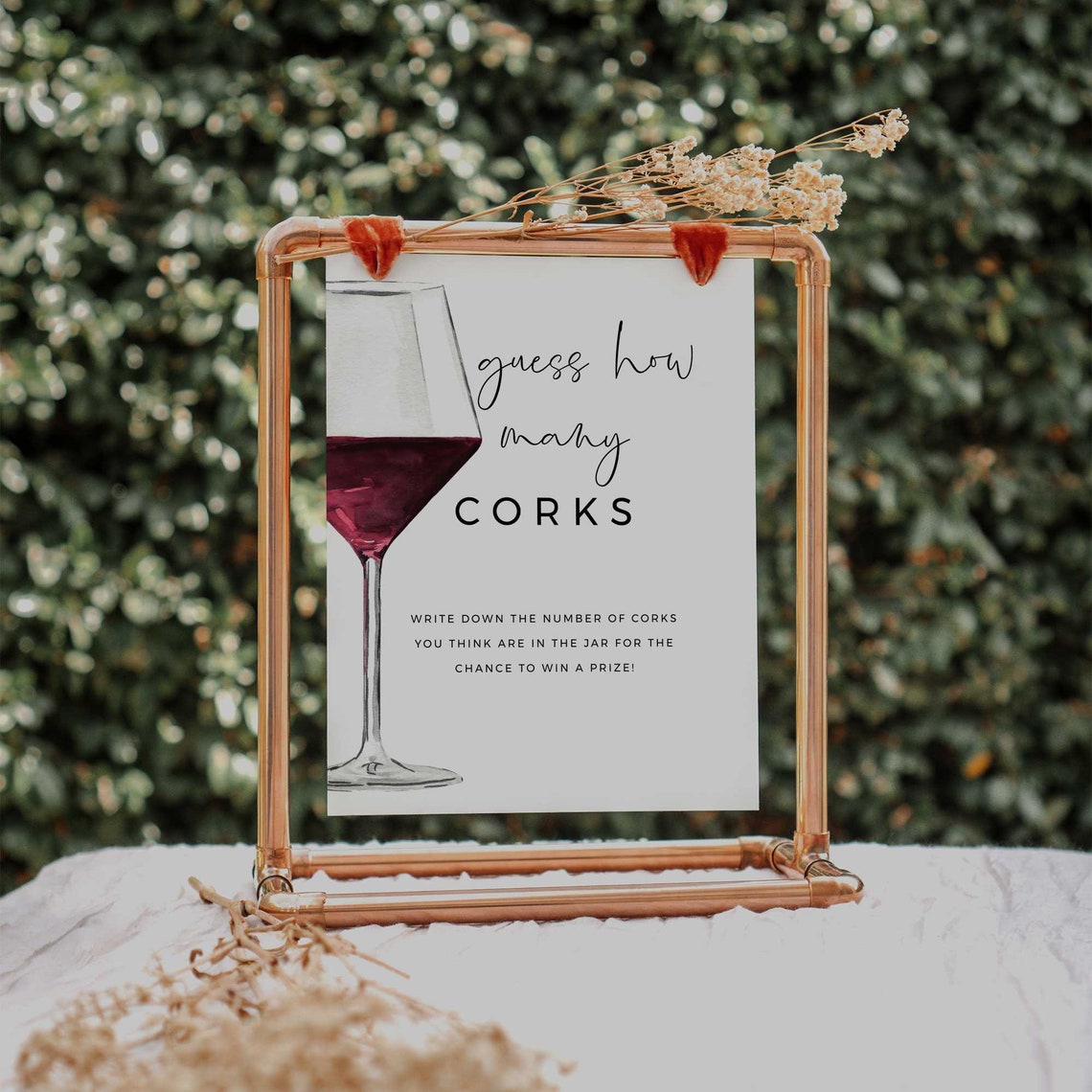 Modern Minimalist Guess How Many Corks Bridal Shower Game Sign Template ...