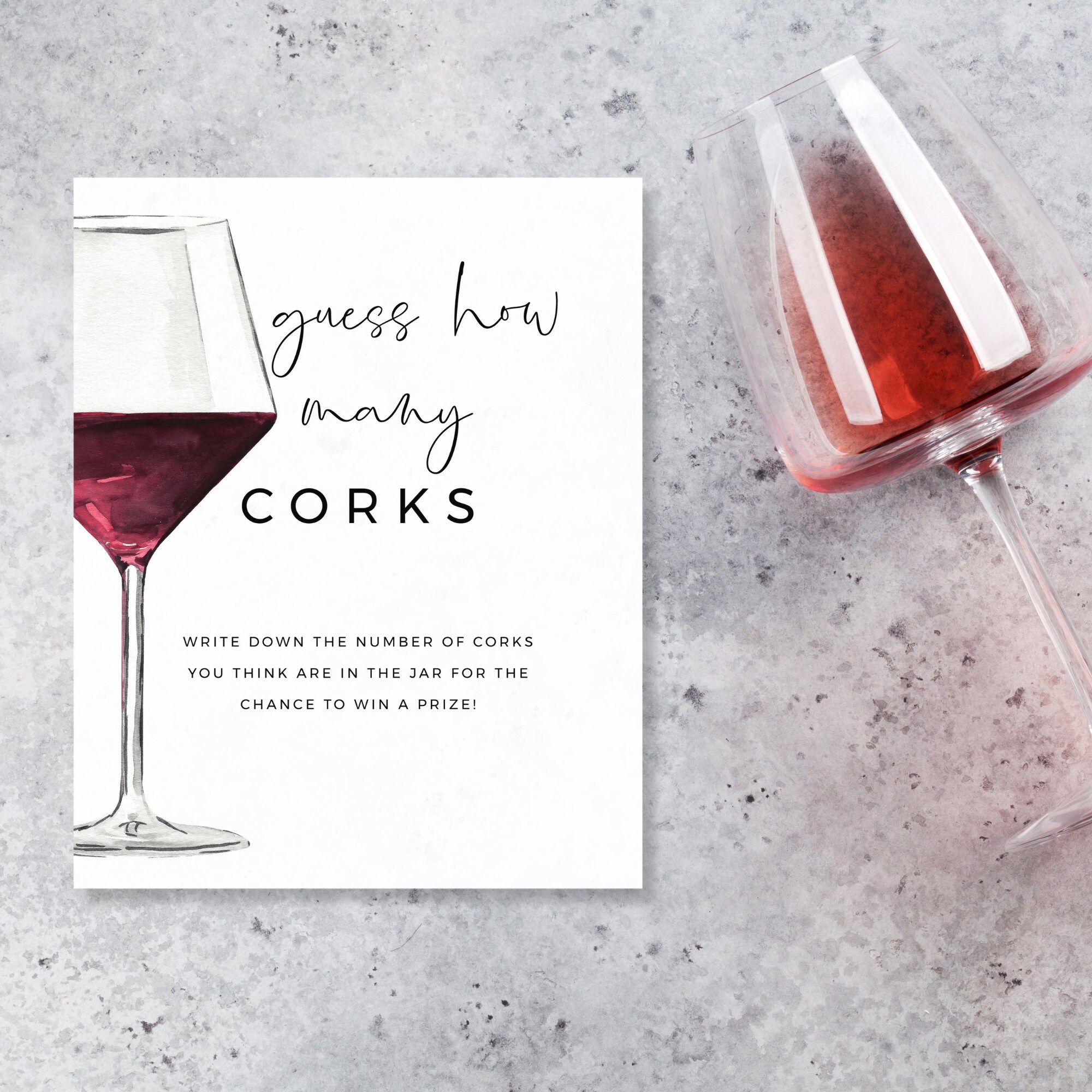 Modern Minimalist Guess How Many Corks Bridal Shower Game Sign Template ...