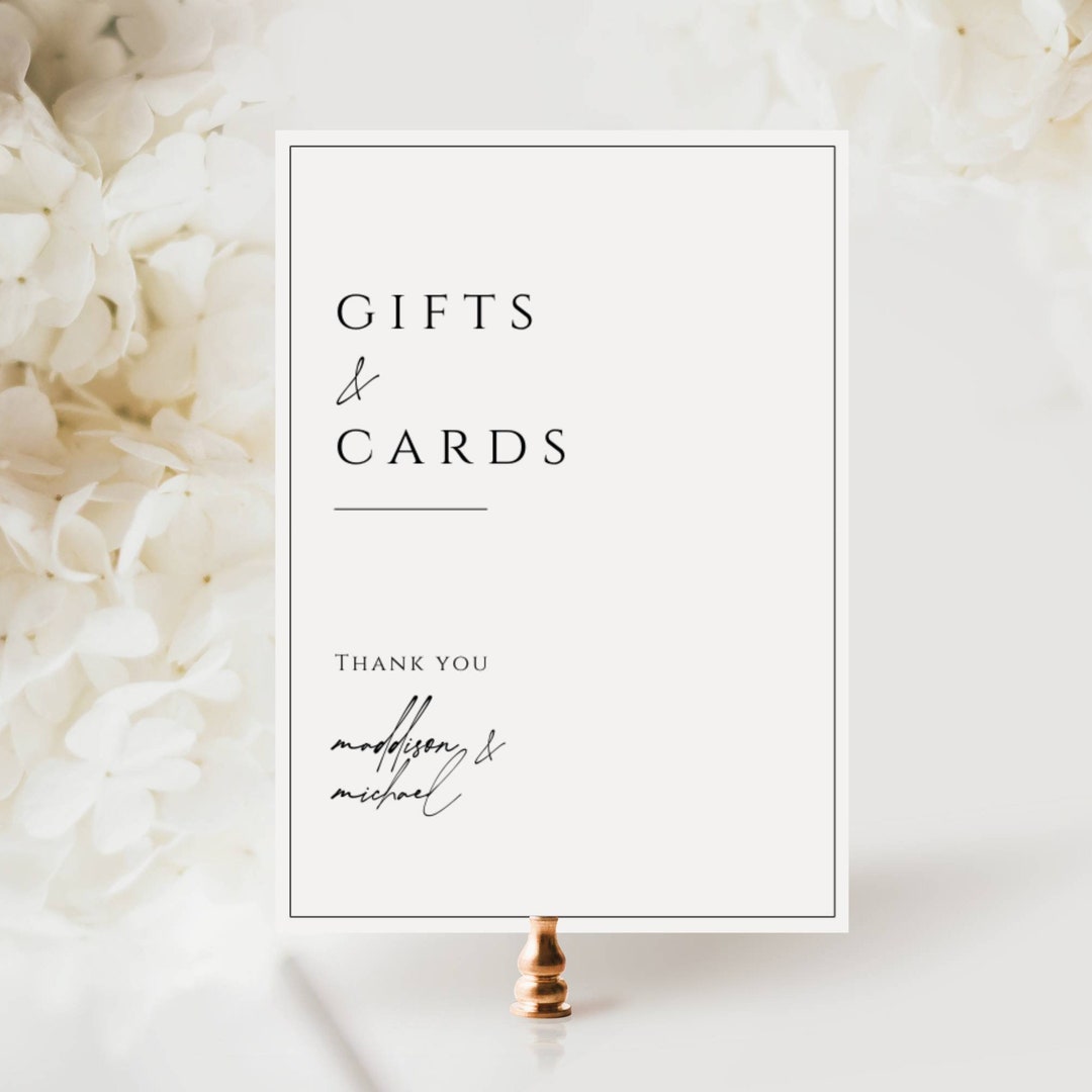Minimalist Gift Table Wedding Sign Template INSTANT DOWNLOAD, Editable ...