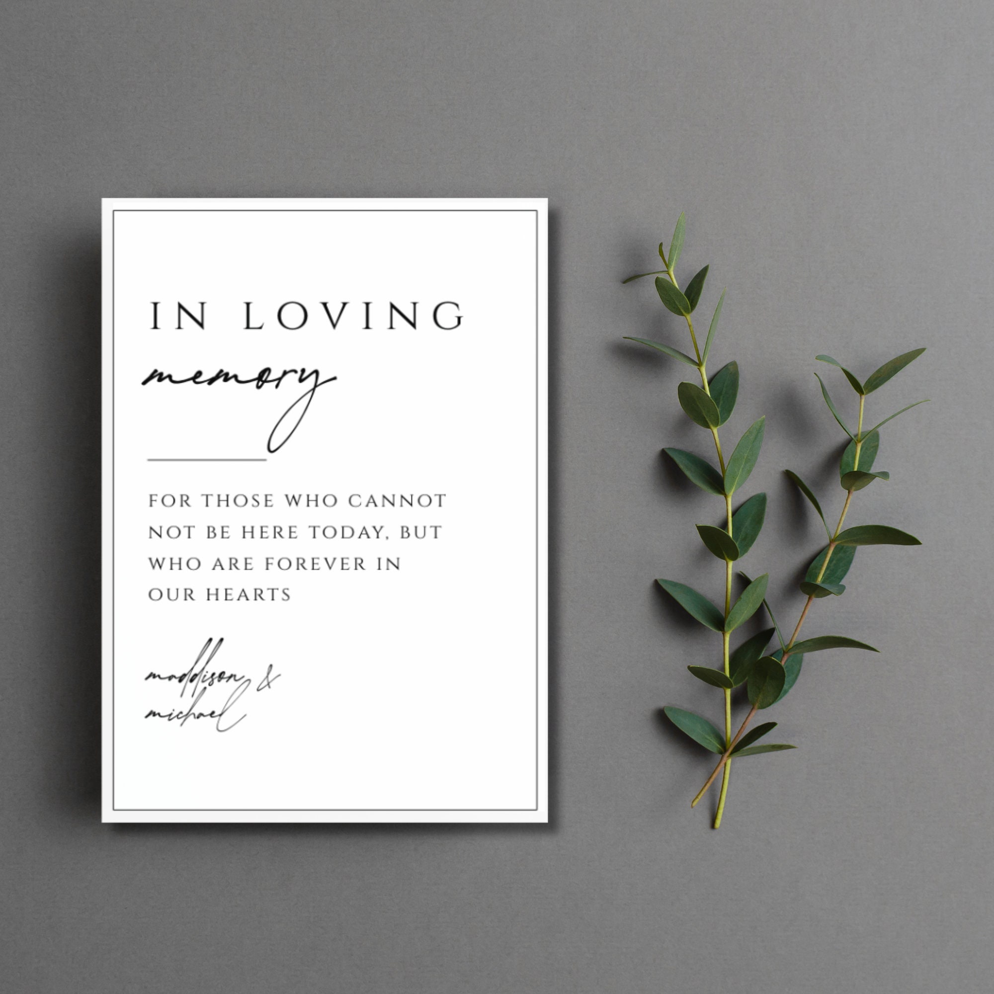 Minimalist in Loving Memory Wedding Sign Template INSTANT DOWNLOAD ...
