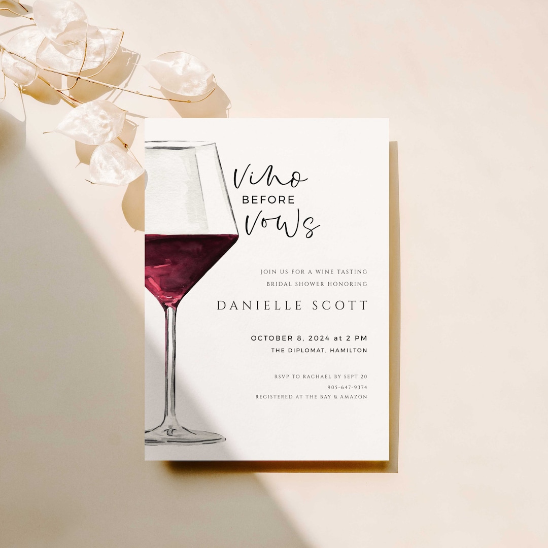 Modern Minimalist Wine Bridal Shower Invitation Template, Vino Before ...