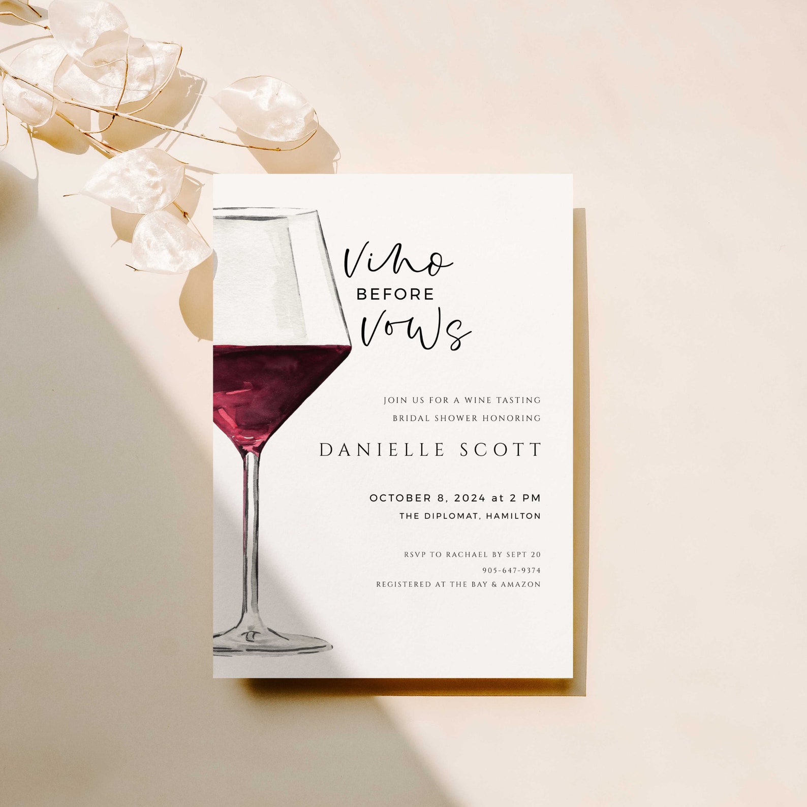 Modern Minimalist Wine Bridal Shower Invitation Template, Vino Before ...