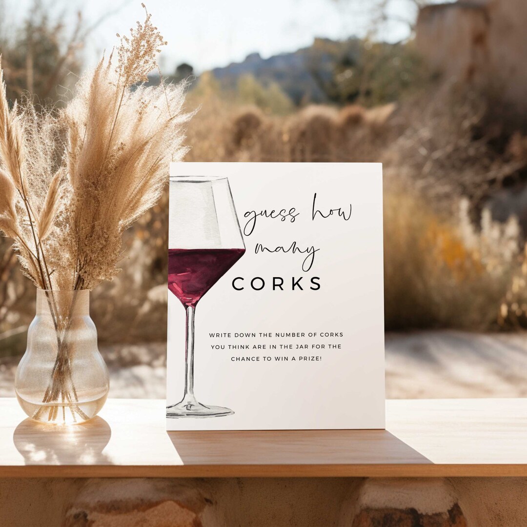 Modern Minimalist Guess How Many Corks Bridal Shower Game Sign Template ...