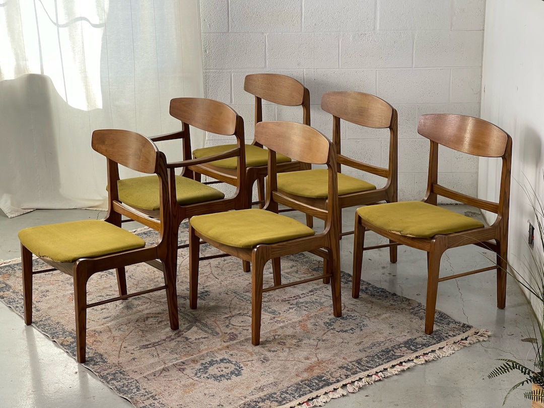 Set of Six Mid-century Modern Dining Chairs re-upholstry - Etsy