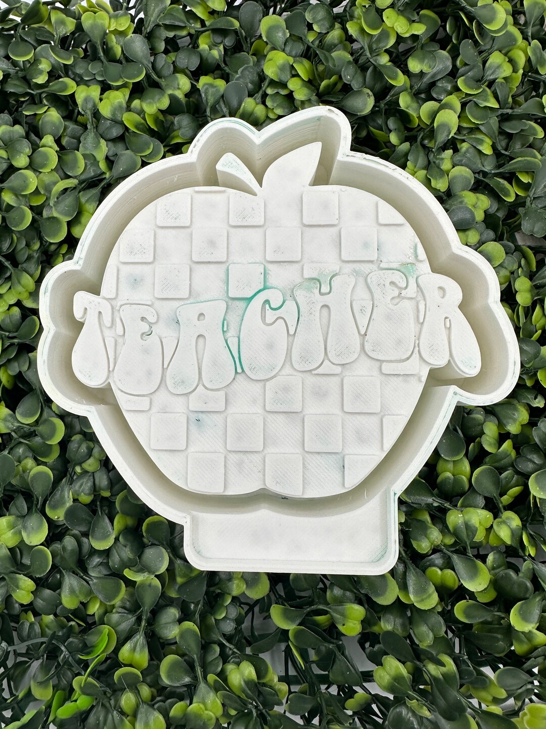 Checkered Apple Teacher Freshie Mold, Silicone Molds, Car Freshie Molds ...