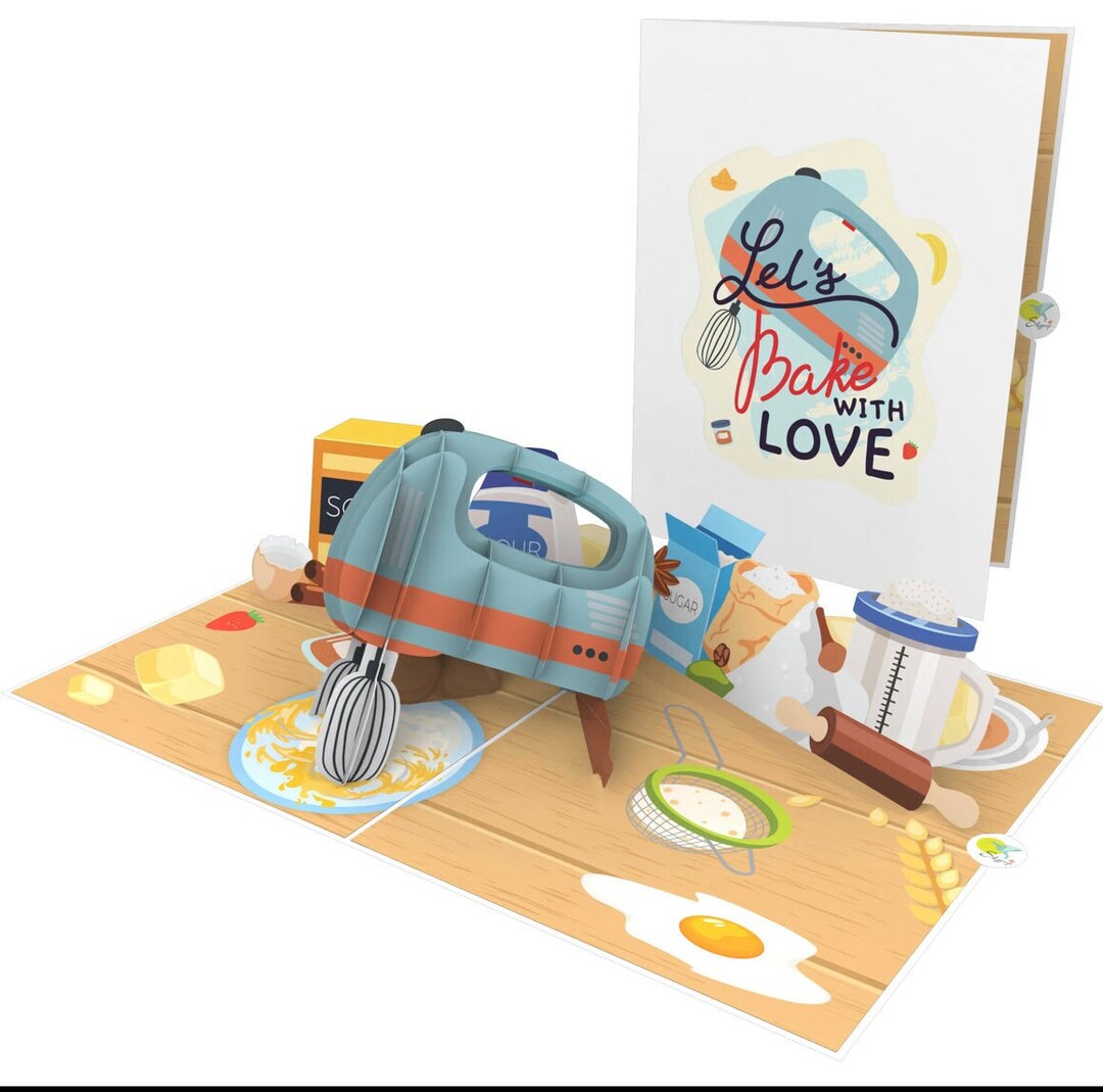 Bake With Love Pop up Card, Pop up Baking Card, Father’s Day Card ...