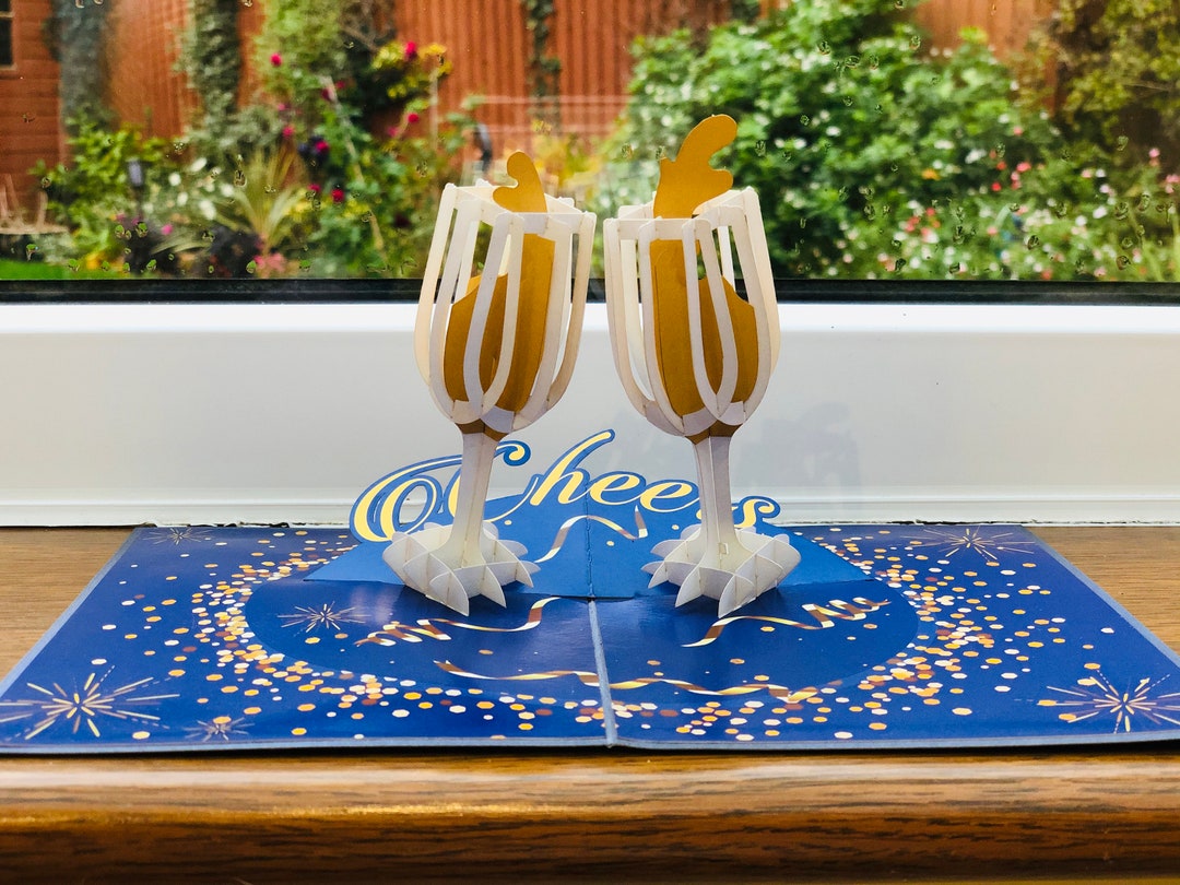 Champagne Congratulation Pop up Card for Anniversary, Wedding ...