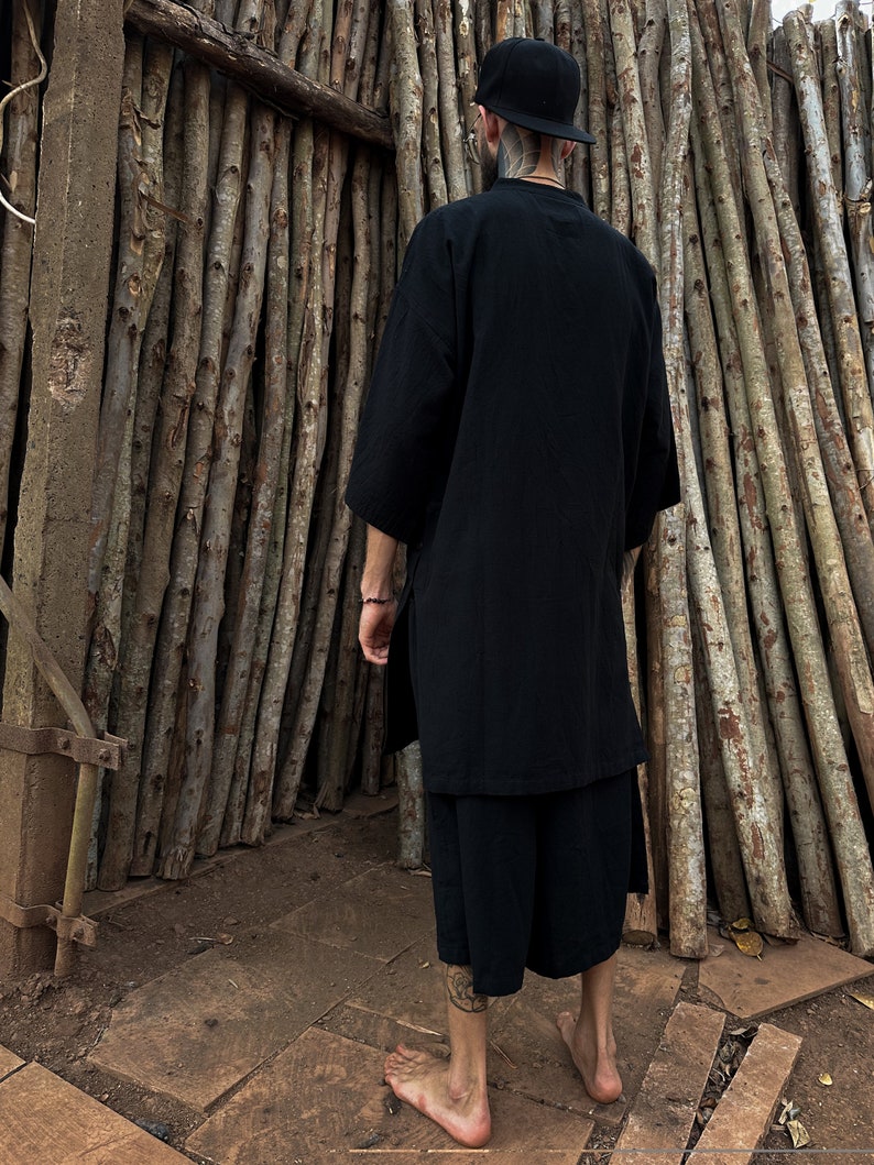 Hemp Kimono Men, Handmade Button up Robe Man, Summer Jacket Long ...