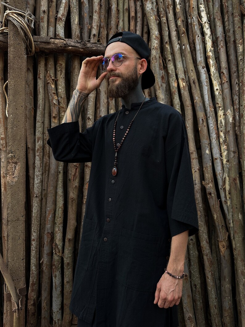 Hemp Kimono Men, Handmade Button up Robe Man, Summer Jacket Long ...