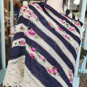 Floral Bouquet Striped Shawl Knitting Pattern PDF - Etsy