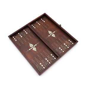 Wooden Handmade Backgammon Set - White Mother of Pearl Inlaid ...