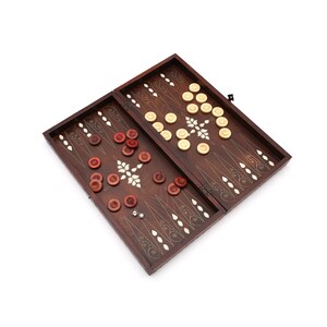 Wooden Handmade Backgammon Set - White Mother of Pearl Inlaid ...