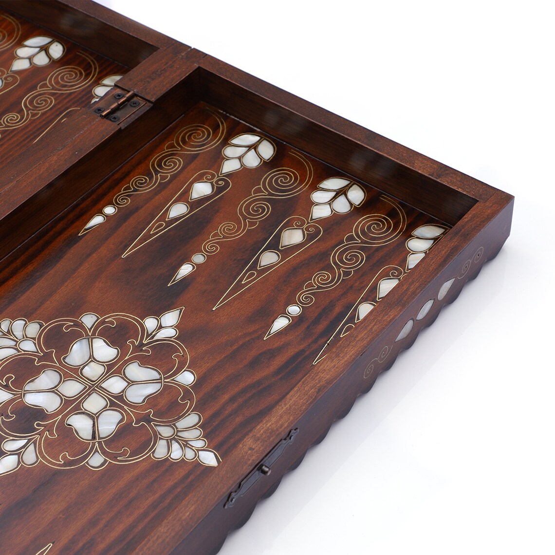 Backgammon Set Wooden Real White Mother Of Pearl Inlaid | Etsy