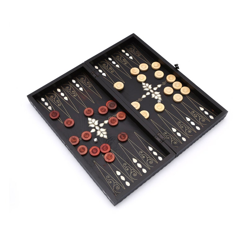 Safranbolu Backgammon Board White Mother of Pearl Inlaid Wooden ...
