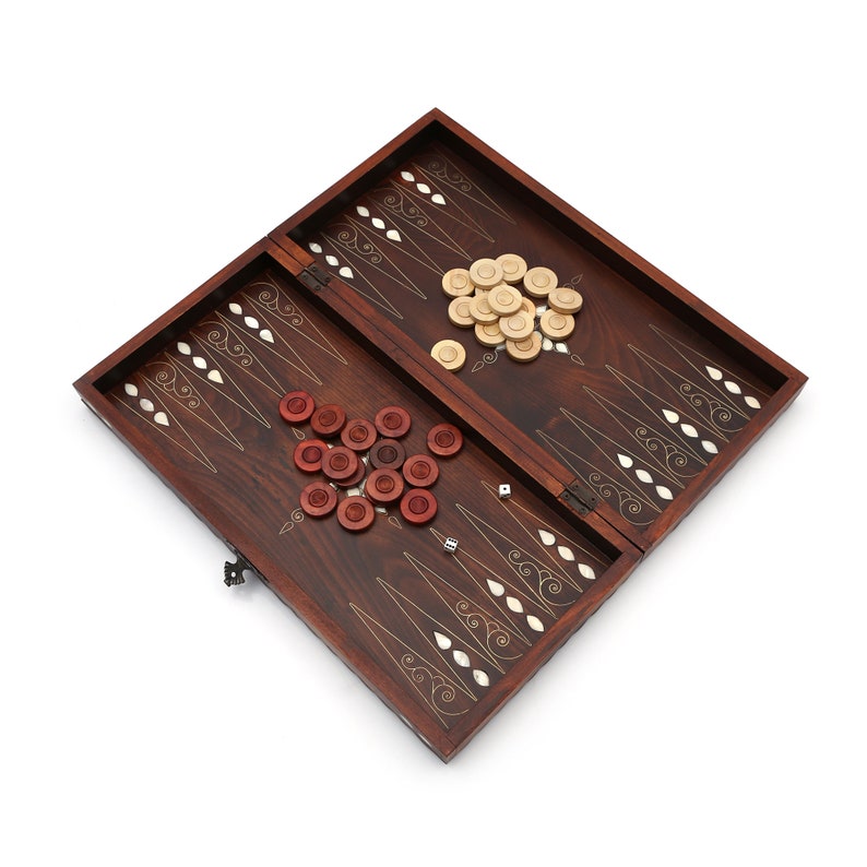 Wooden Handmade Backgammon Set White Mother of Pearl Inlaid | Etsy