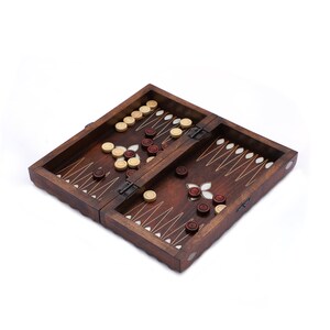 Backgammon Game Travel Set - Mini Size Wooden Handmade Backgammon Set ...